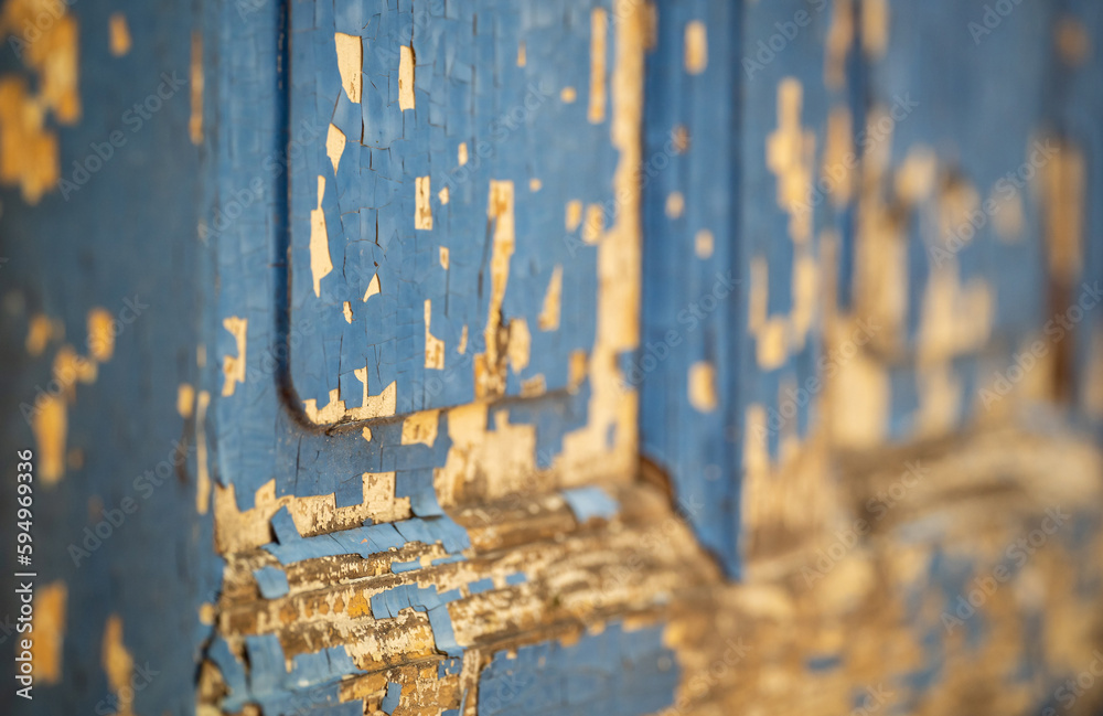 Old cracked blue paint texture detail. Chipped paint on a vintage ...