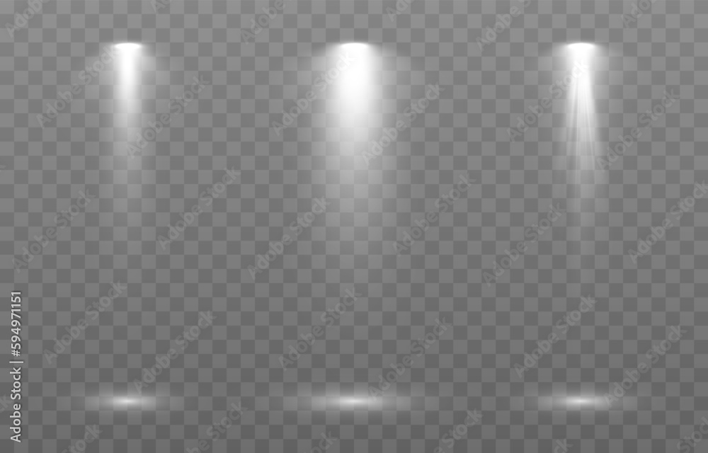 Vetor de Vector set of light source png. Studio lighting png. White ...
