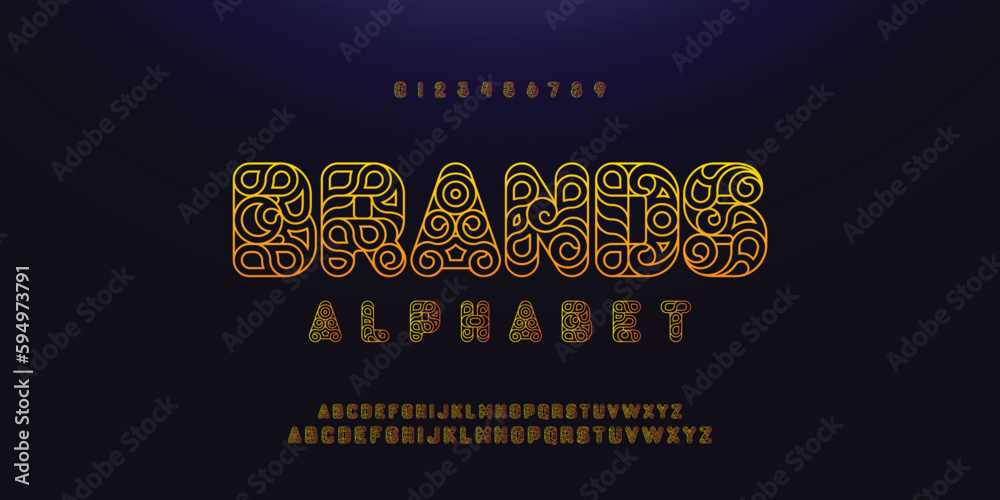 BRANDS style alphabet. Thin segment line font, minimalist type for ...