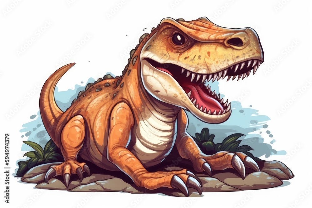 T-Rex in a seated position with its jaw wide open. Generative AI Stock ...