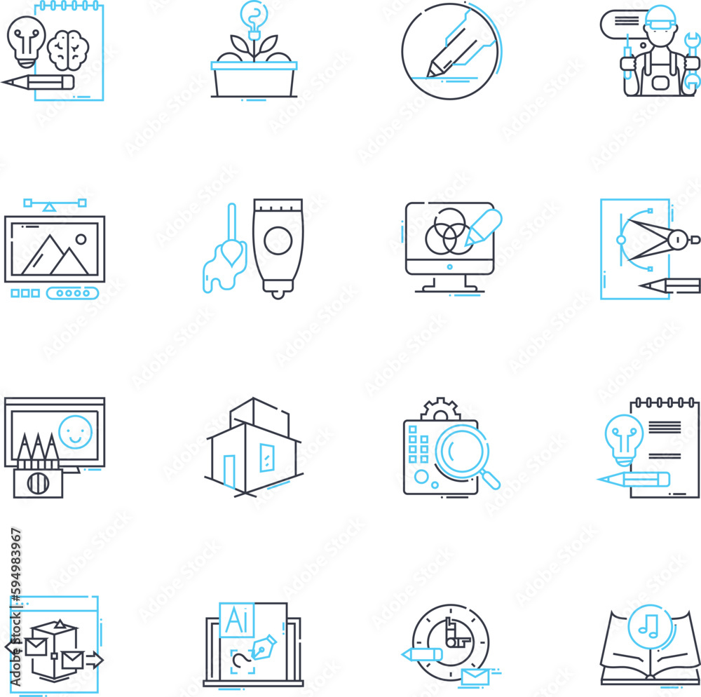 Graphic artist linear icons set. Creativity, Design, Illustration ...