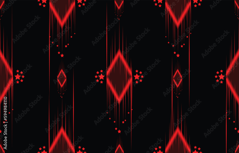 Traditional geometric ethic oriental pattern on Red and dark brown ...