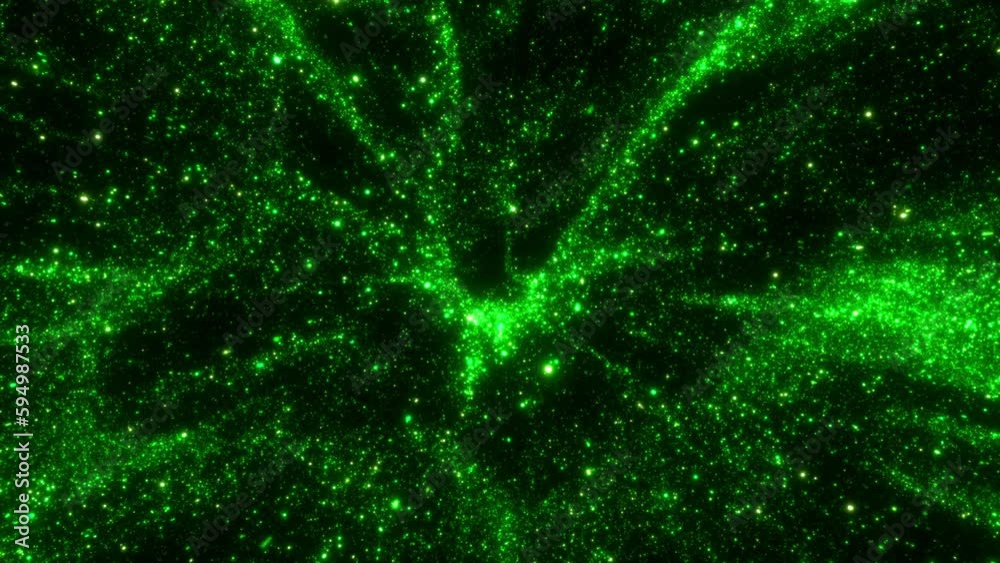 Green abstract futuristic sparkling cosmic star dust particle loop ...