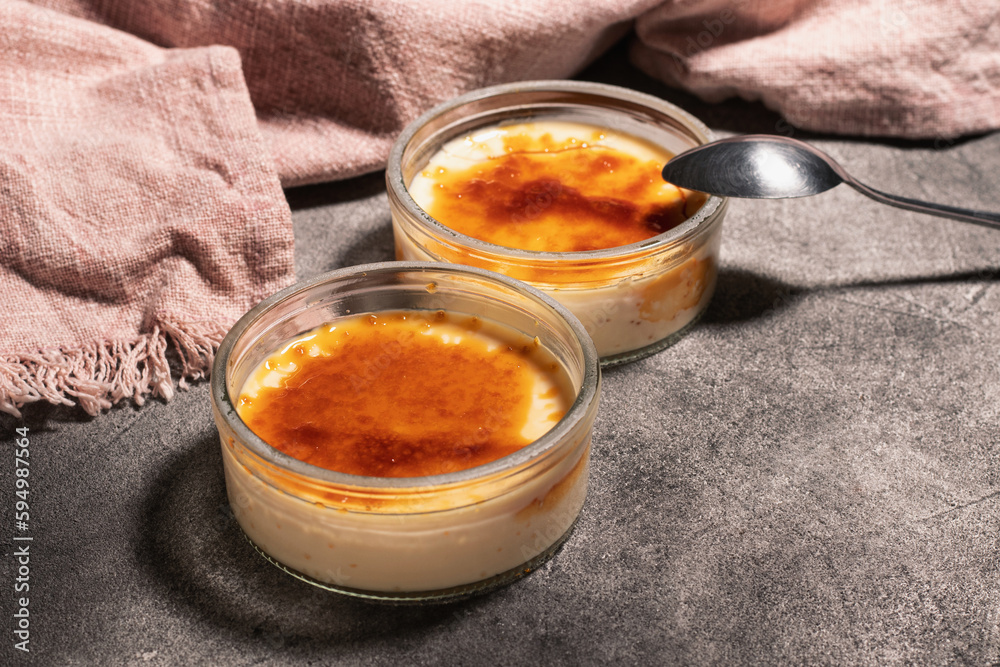 Creme brulee (also known as burnt cream or Trinity cream). Dessert ...