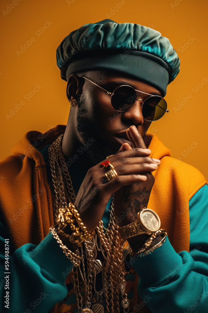 Man wearing lots of gold chains. Generative Ai illustration Stock ...