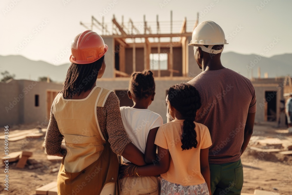 African American family with children looking at their new home ...