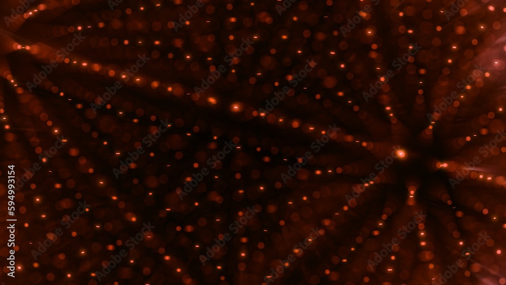 Orange abstract glowing digital dot array pattern in elegant dark space ...