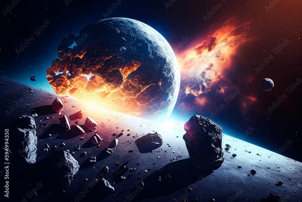 Space background. Game UI cartoon planet landscape, desert with rocks ...