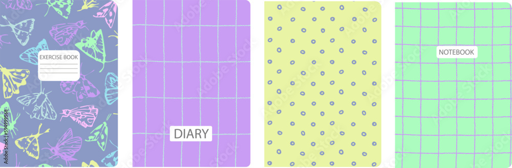 Set of cover page templates based on patterns with butterflies, moths ...