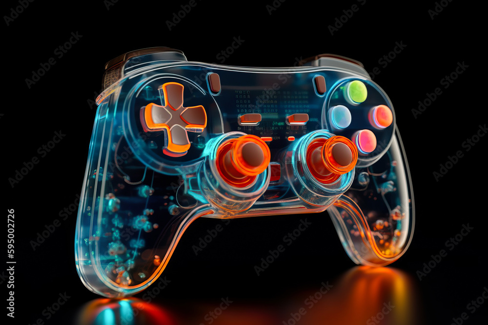 Generative AI illustration of modern transparent plastic joystick ...