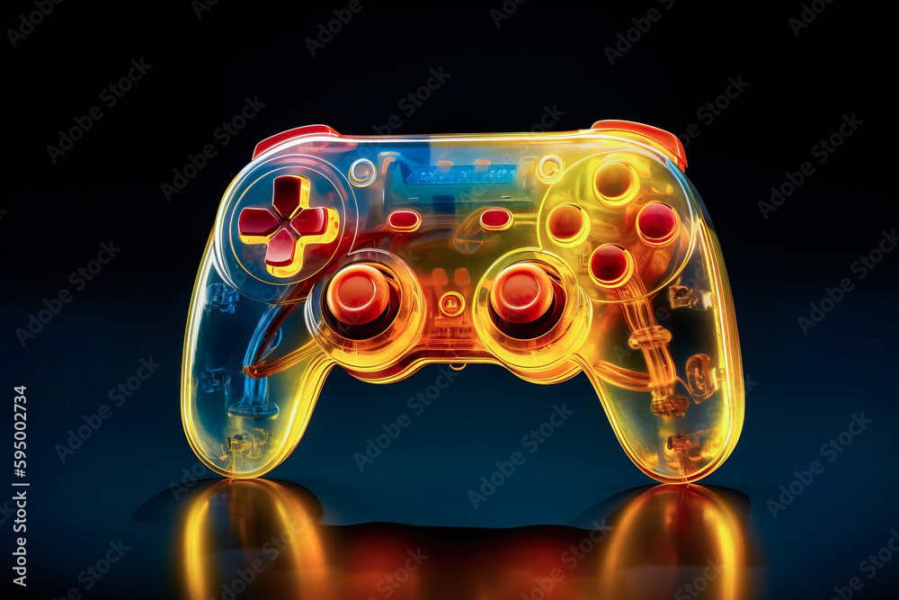 Generative AI illustration of modern transparent plastic joystick ...