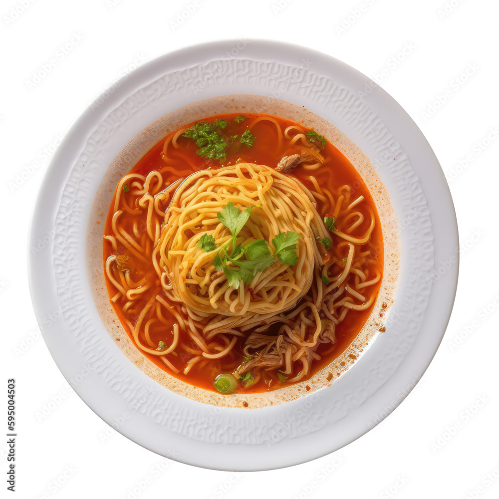 Sopa De Fideo On A White Ornate Round Smooth Plate On Isolated ...