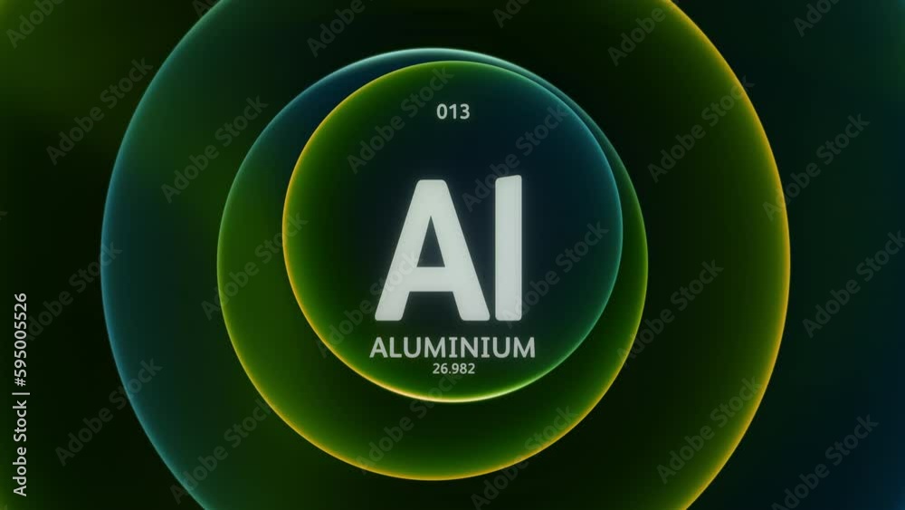 Aluminium as Element 13 of the Periodic Table. Concept animation on ...
