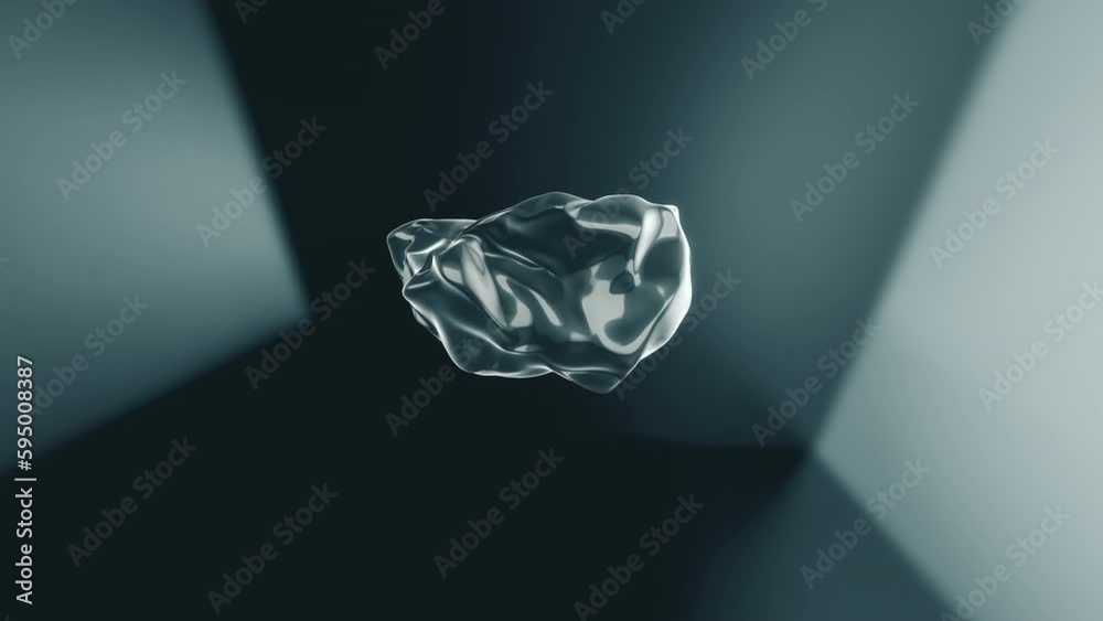 3D animation of flying drop of water in CGI enviroment, 3D object with ...