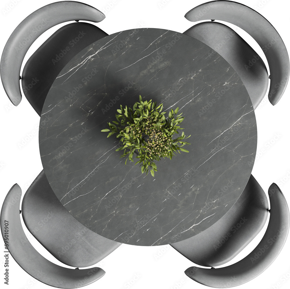 Top view of Round Mable dining table with chairs ilustração do Stock ...