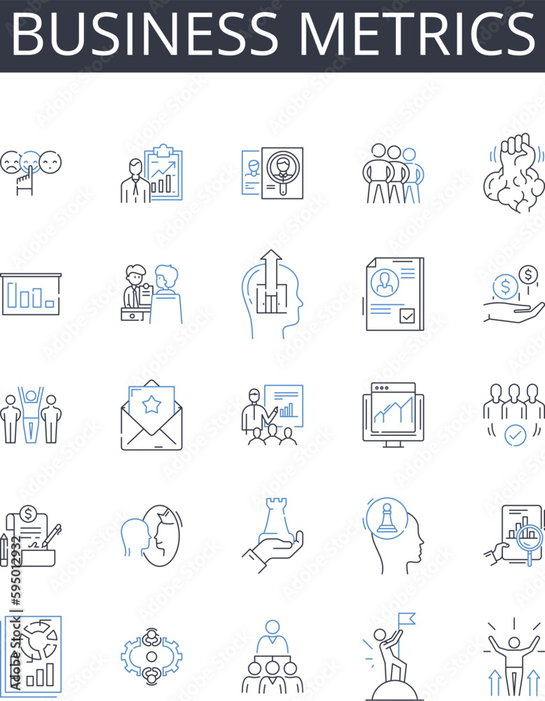 Business metrics line icons collection. Documentation, Records ...