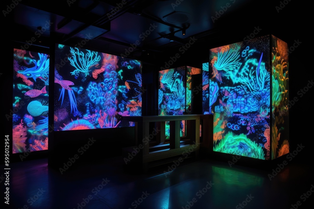 blacklight and uv-reactive installation piece showcasing an interactive ...