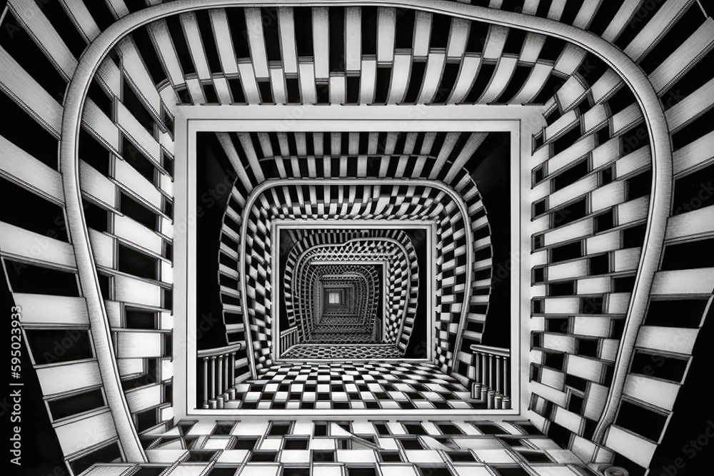 optical illusion of a moving staircase, with each step appearing to ...