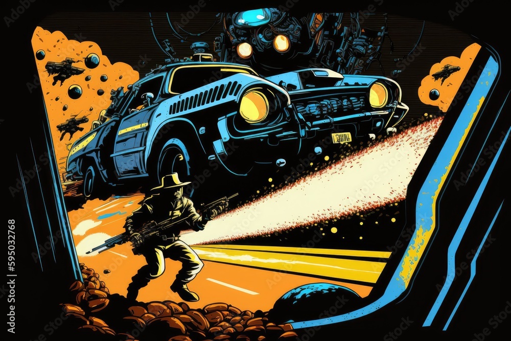 alien blaster, in the middle of shootout with police and robbers ...