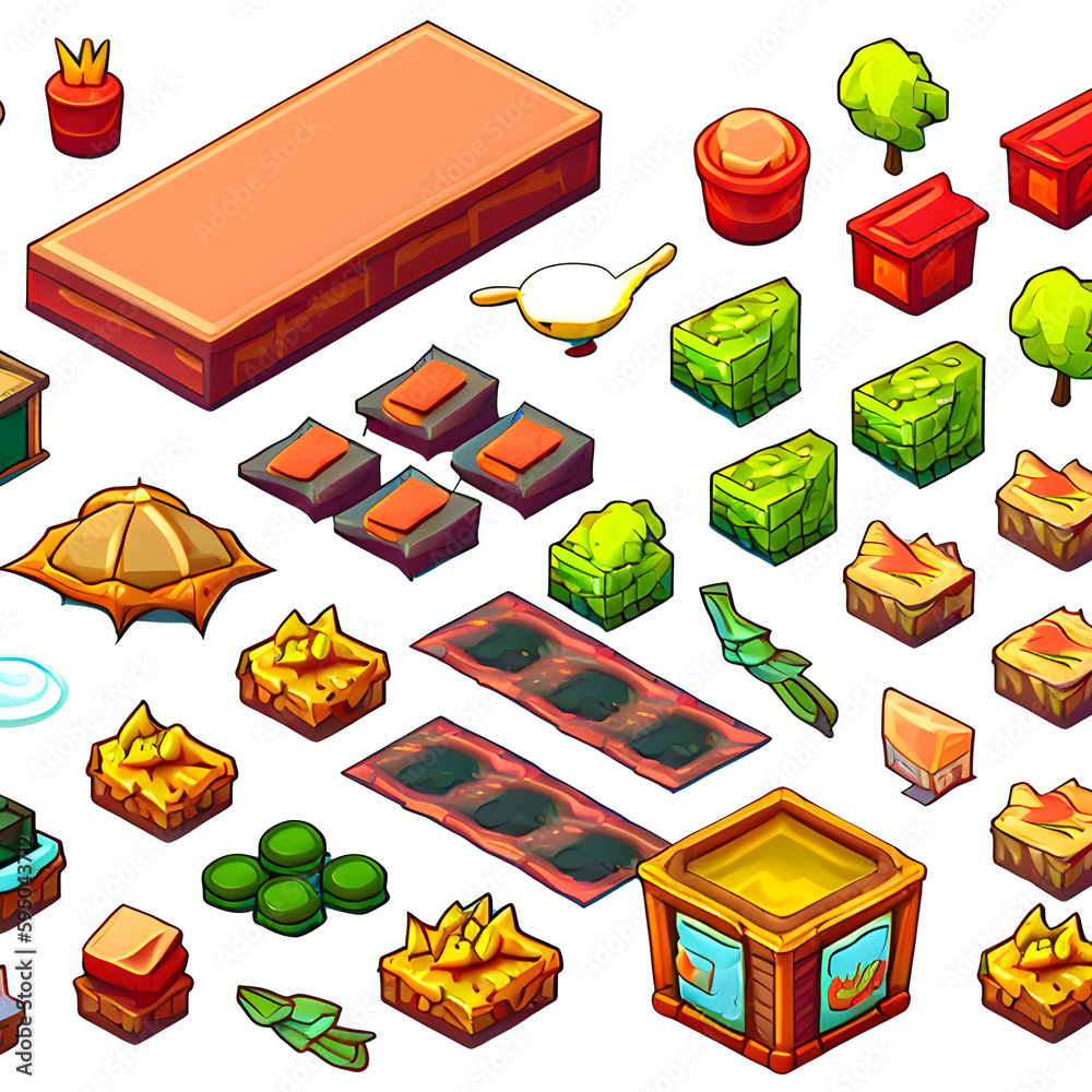 Isometric Props for Creating Worlds and Gaming Environments. Outline ...