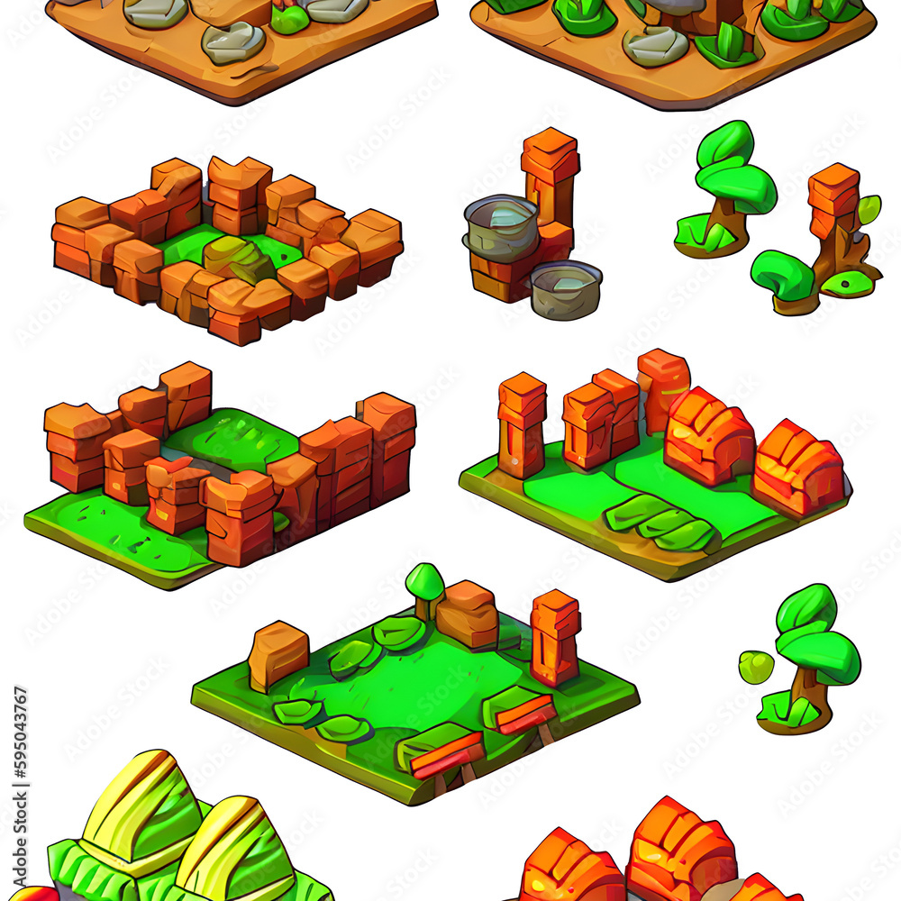 Isometric Props for Creating Worlds and Gaming Environments. Outline ...