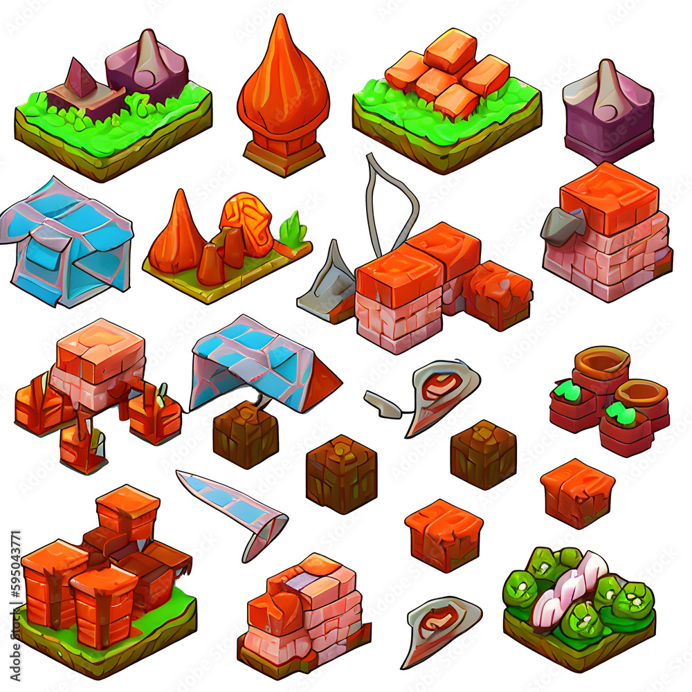 Isometric Props for Creating Worlds and Gaming Environments. Outline ...
