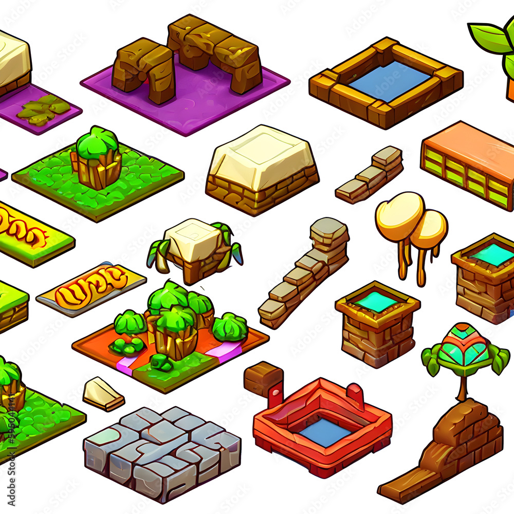 Isometric Props for Creating Worlds and Gaming Environments. Outline ...