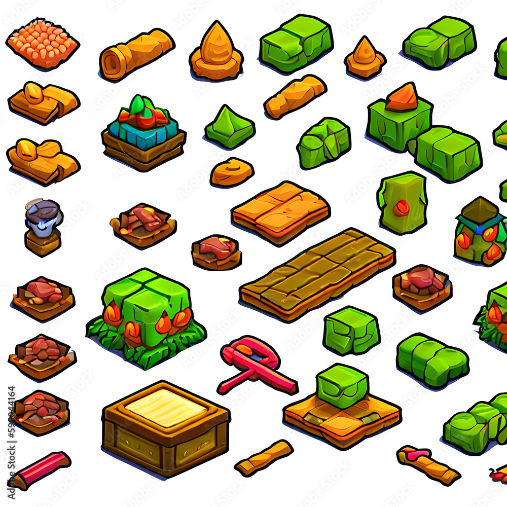 Isometric Props for Creating Worlds and Gaming Environments. Outline ...