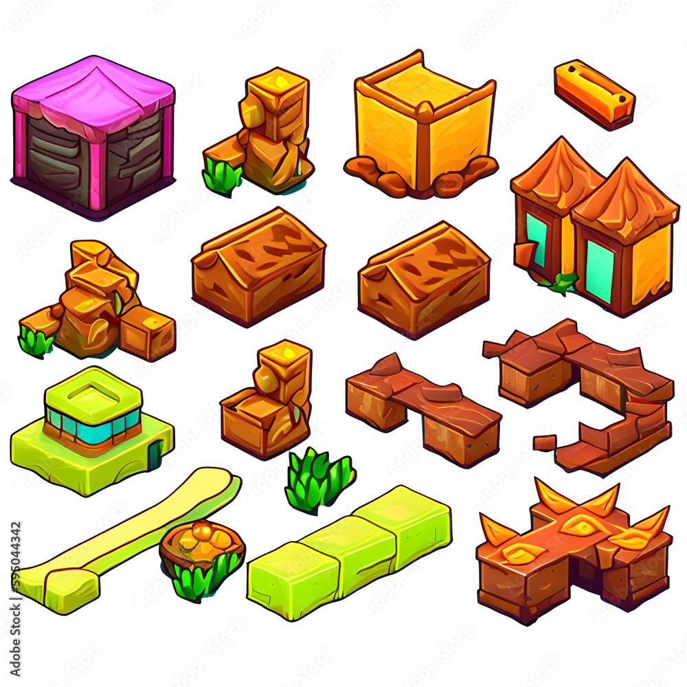 Isometric Props for Creating Worlds and Gaming Environments. Outline ...