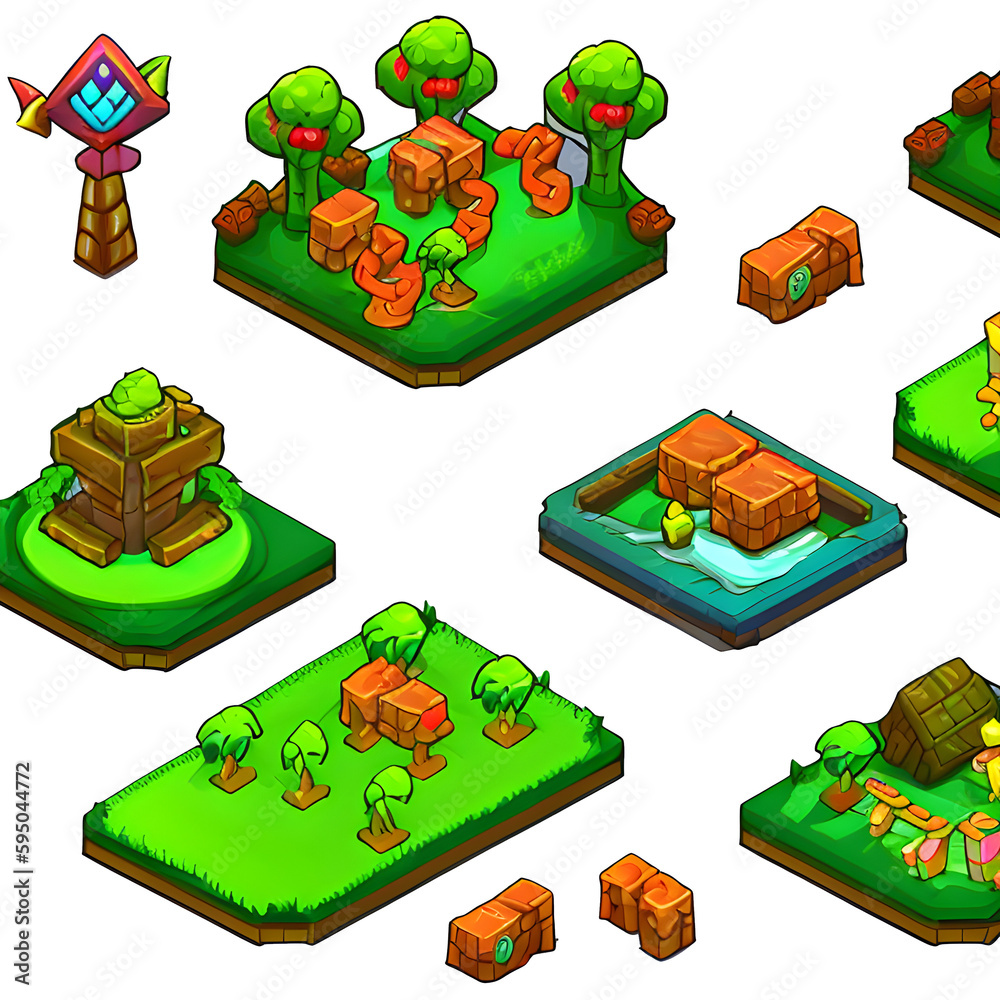 Isometric Props for Creating Worlds and Gaming Environments. Outline ...