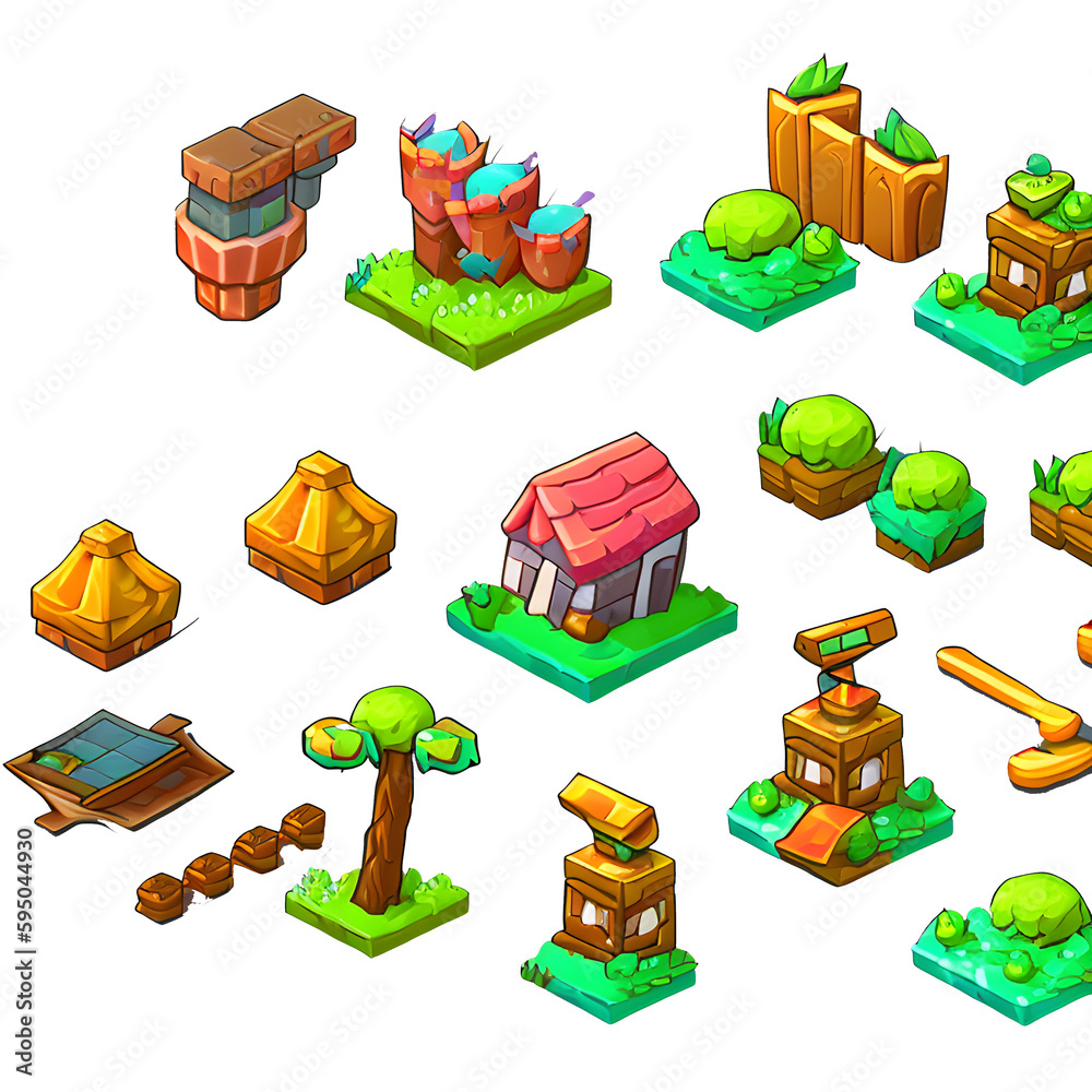Isometric Props for Creating Worlds and Gaming Environments. Outline ...