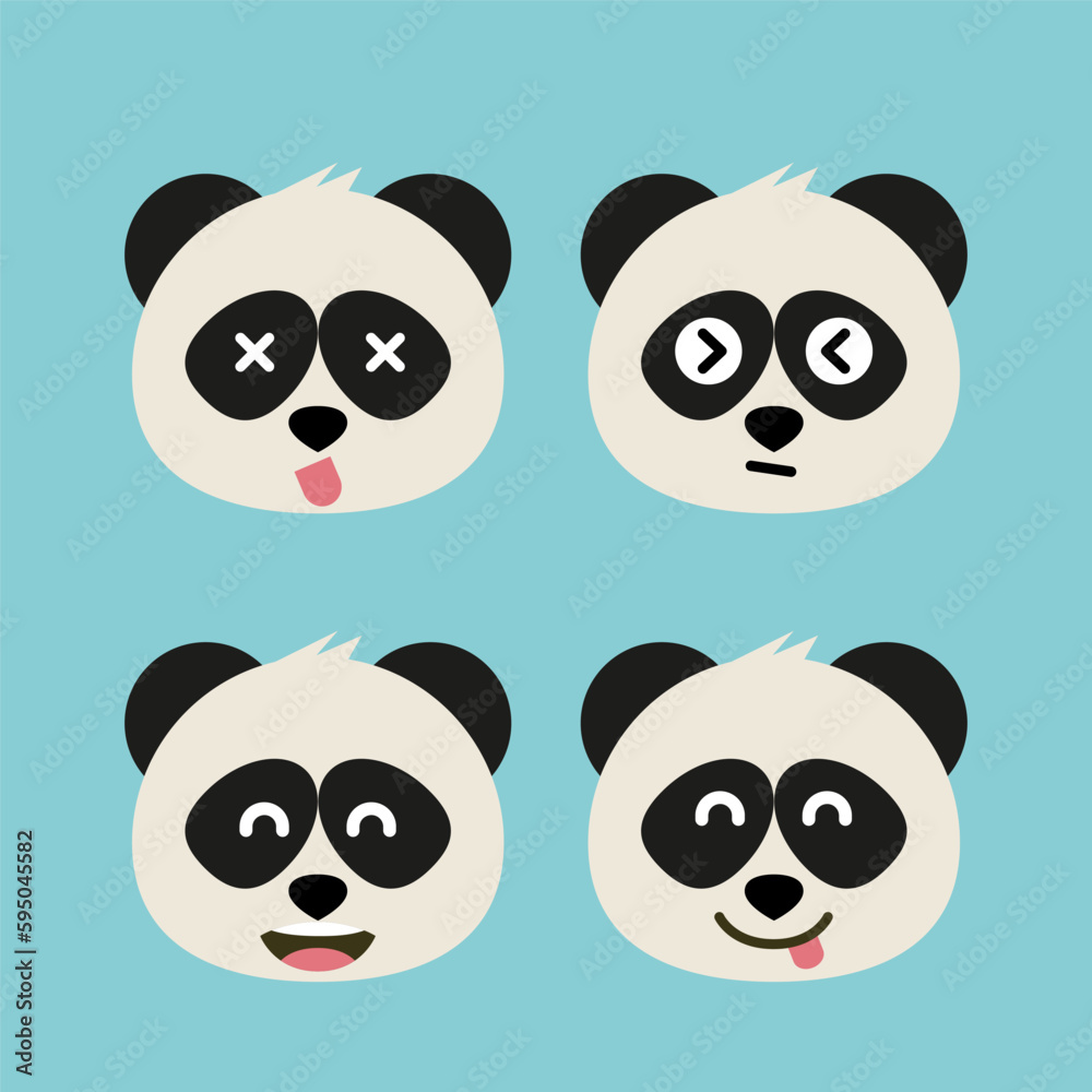 Panda emoji icon set. Emoji Messenger. Safari animal icons. Kawaii ...