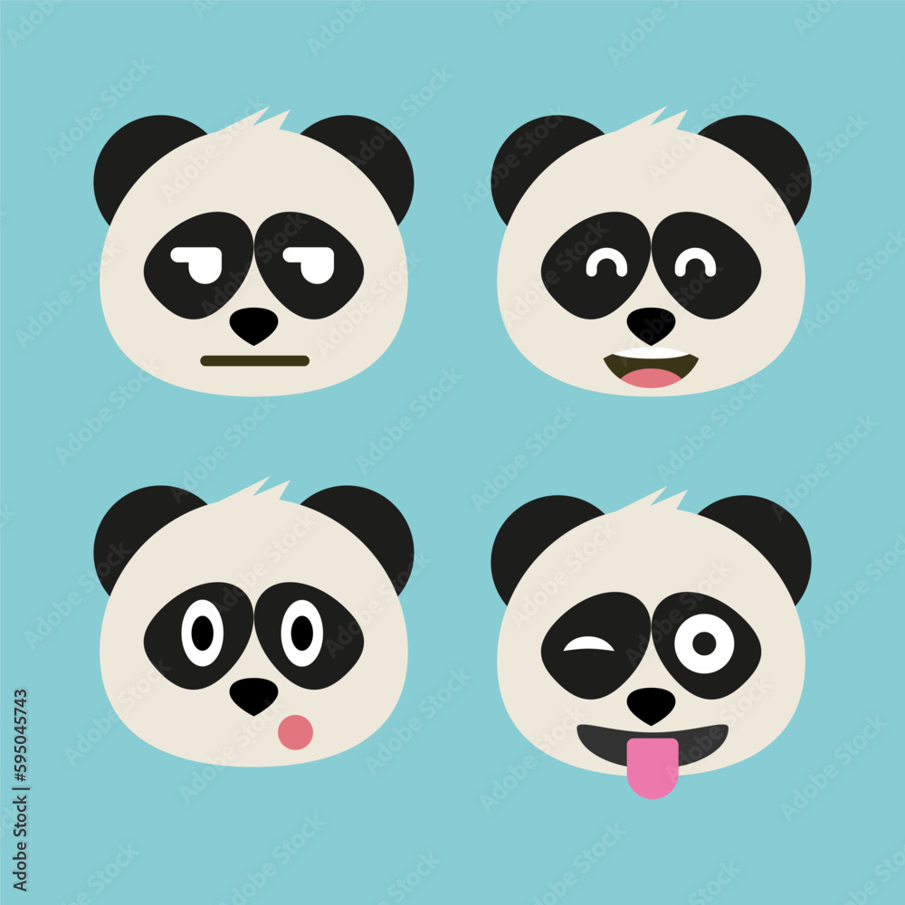 Panda emoji icon set. Emoji Messenger. Safari animal icons. Kawaii ...