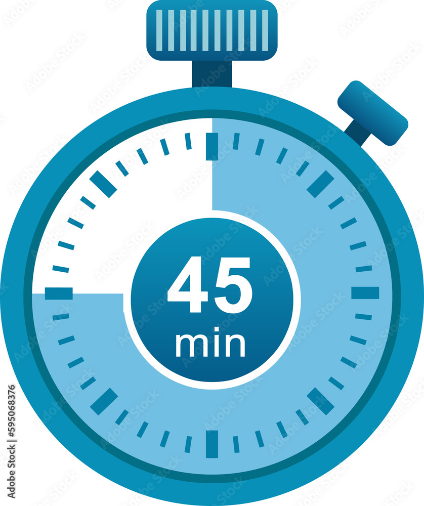Icona vettoriale del cronometro di 45 minuti. Icona cronometro in stile ...