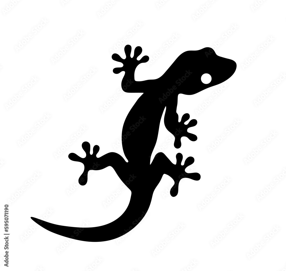 Vector isolated one single gecko lizard with paws top view colorless ...