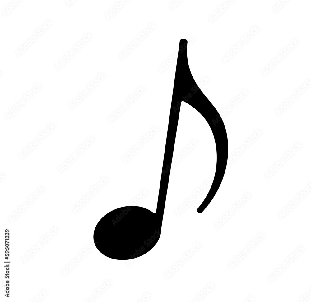 Vector isolated one single simplest musical note colorless black and ...