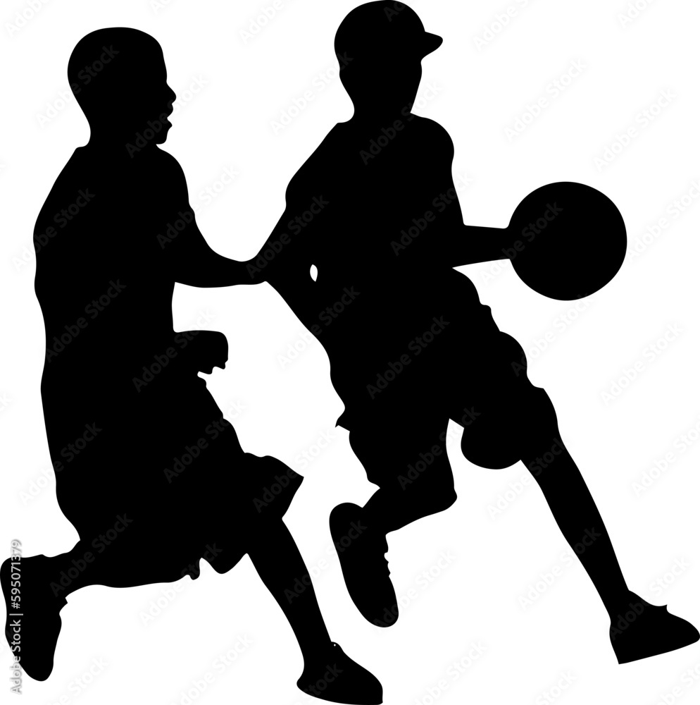 "Dribble, Shoot, Score: Kids Playing Basketball Silhouette Clipart ...
