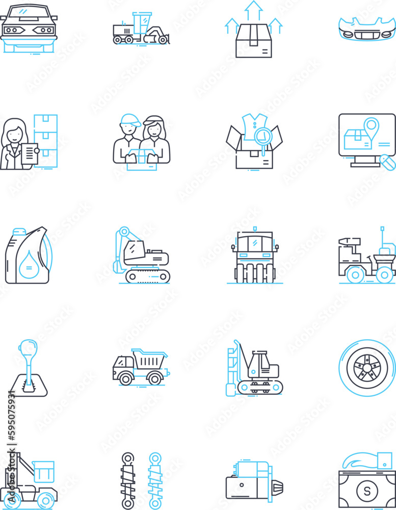 Transfer linear icons set. Exchange, Relocation, Shift, Movement ...