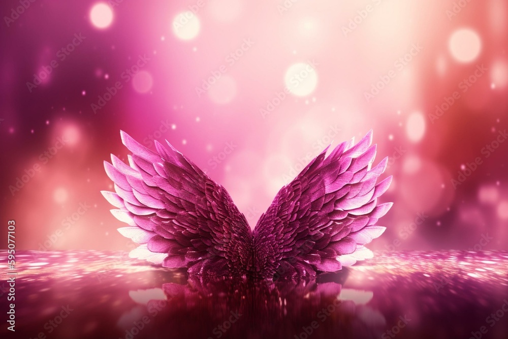 Angel Wings on Magenta Bokeh Banner - Wide magenta bokeh background ...