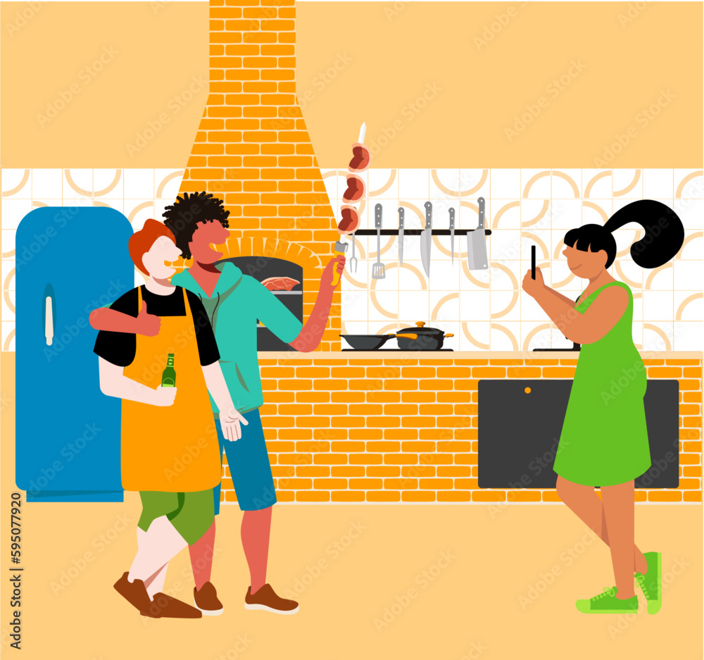 inclusive daily life - Vector Illustration of a Young Woman Taking a ...