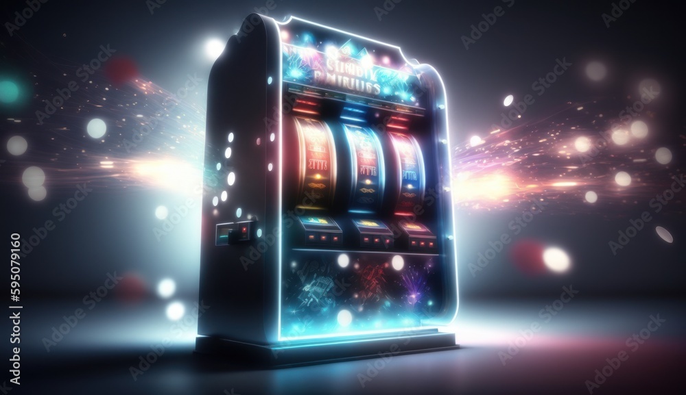 Slot machine casino background with colorful lights and flares ...