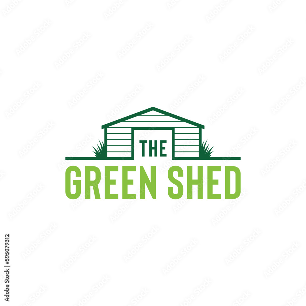 A shed house, garage for landscaping lawn mower Simple logo design ...
