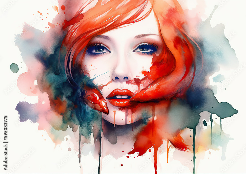 Passionate red lips in visual representation for cosmetic background or ...