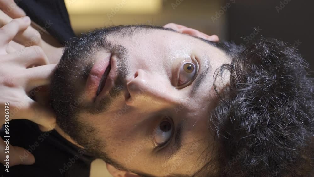 Vertical Video of Mentally ill man going crazy at home alone, having a ...