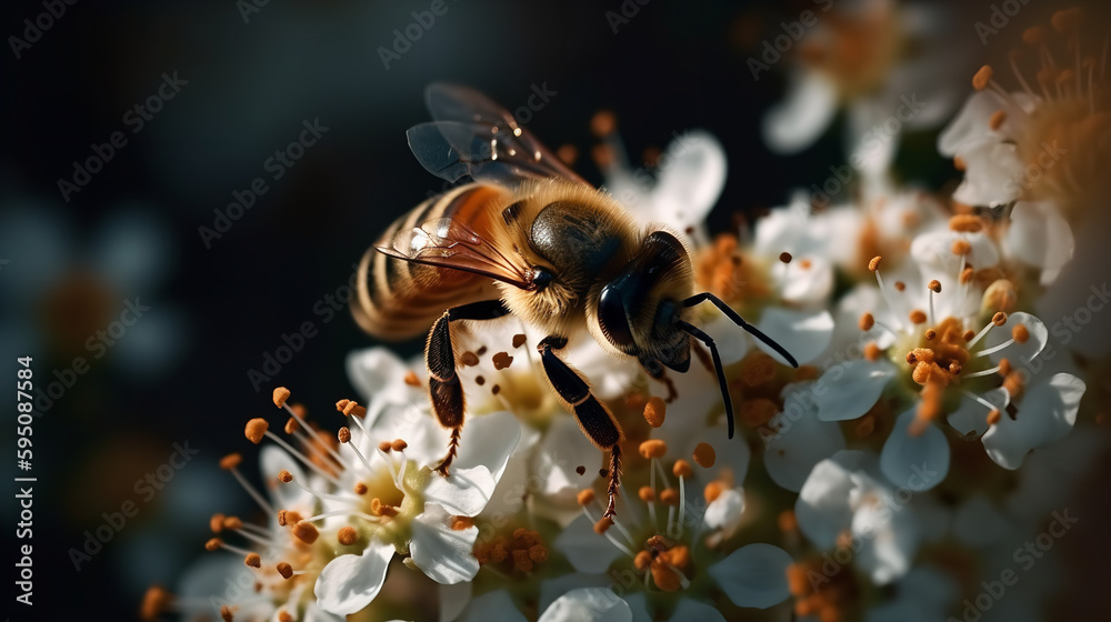 A close-up of a bee pollinating a flower on World Environment Day ...