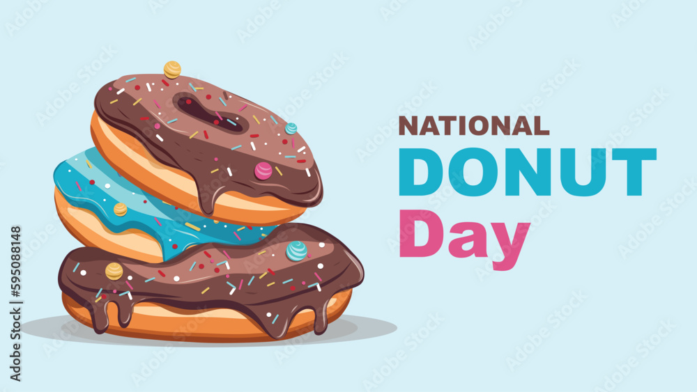 National donut day social media post and advertisement card with ...