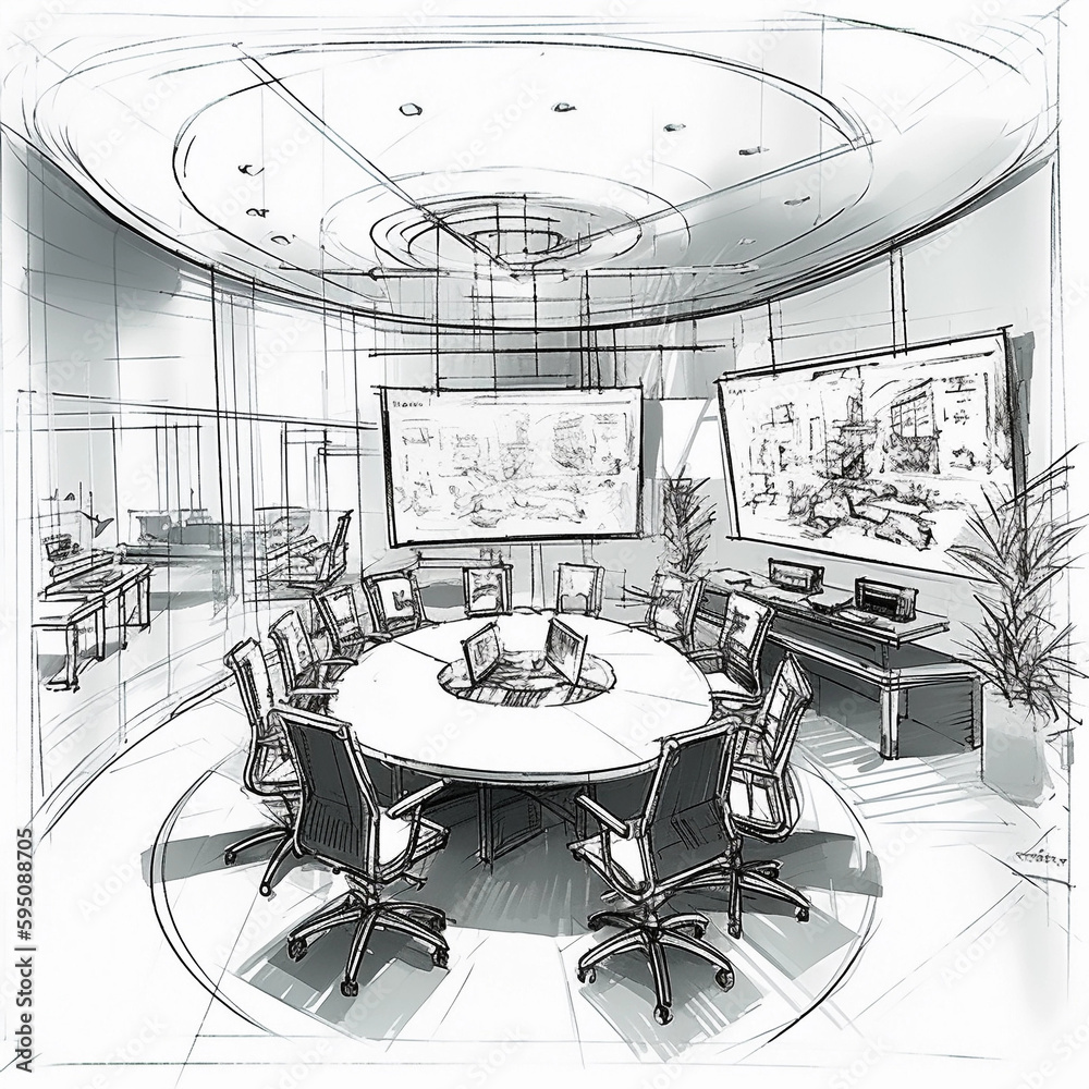 Innovative Blueprint: Architectural Plan for a Video Conference Room ...