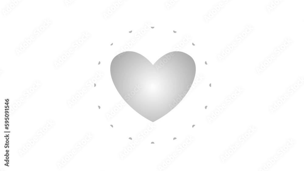 Animated silver symbol of heart pulsation. Looped video of beating ...