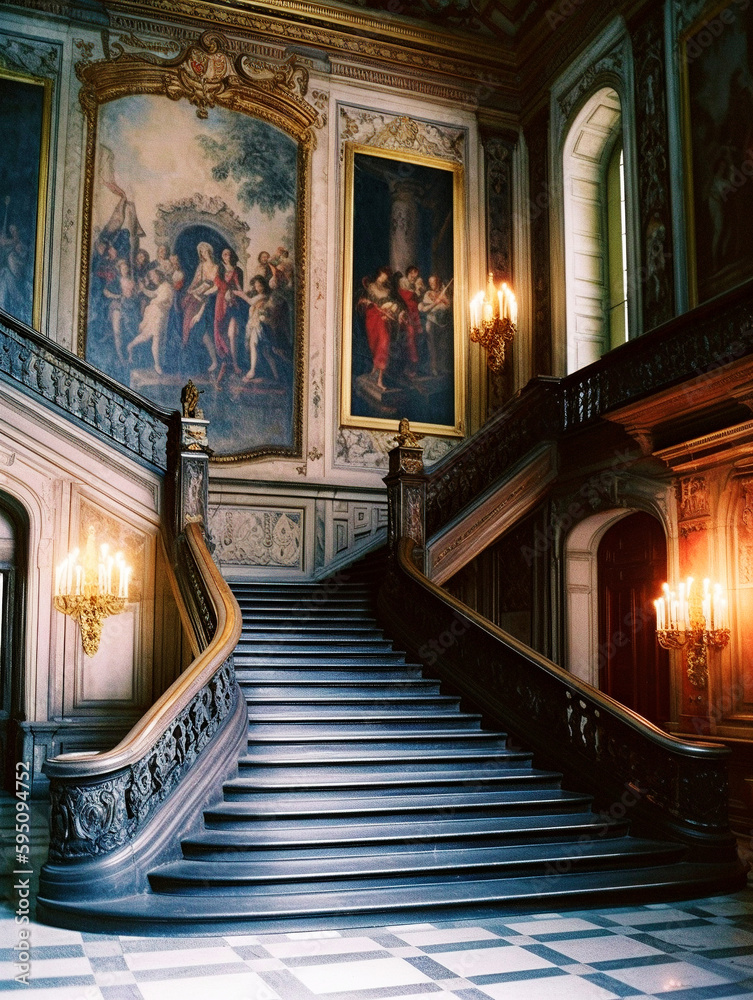 Photo & Art Print The Magnificent Staircase of a Classic Castle ...