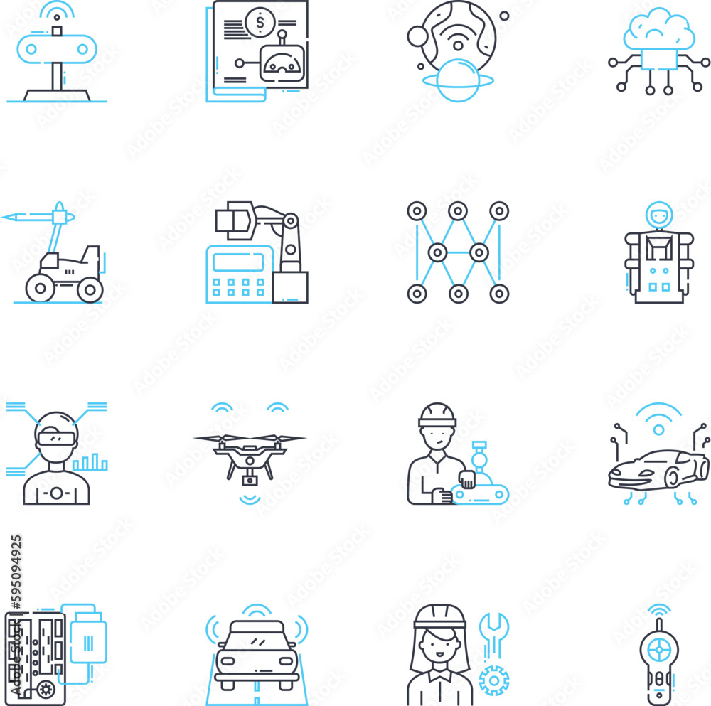 Computer Science Linear Icons Set Algorithm Binary Compiler Cybersecurity Database